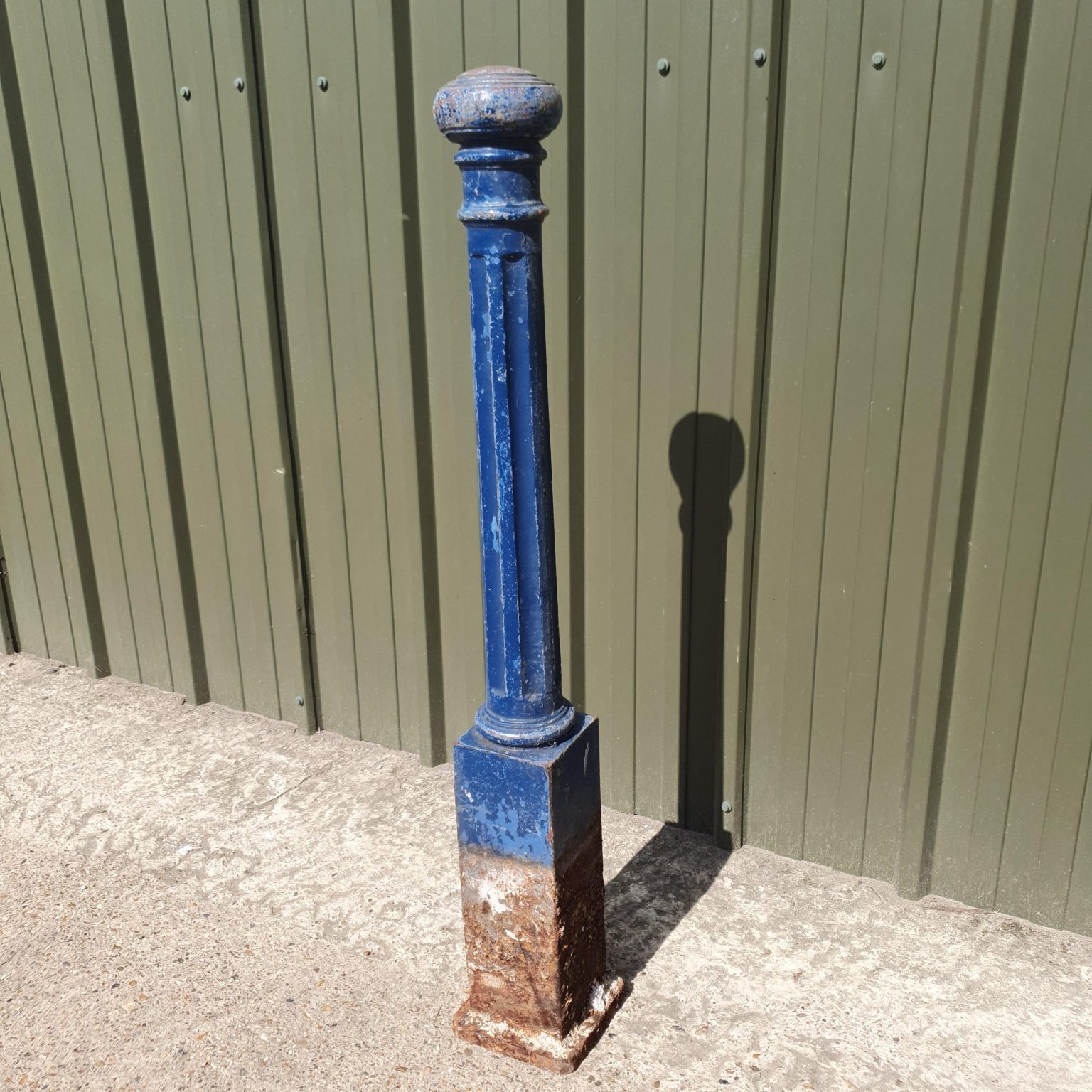 Bollard – Blue Cast Iron Bollards Fluted Pattern – Street Furniture ...
