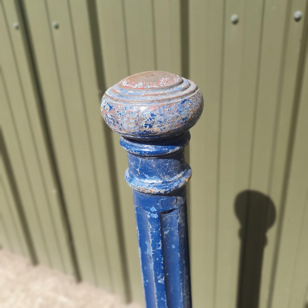 Bollard – Blue Cast Iron Bollards Fluted Pattern – Street Furniture ...