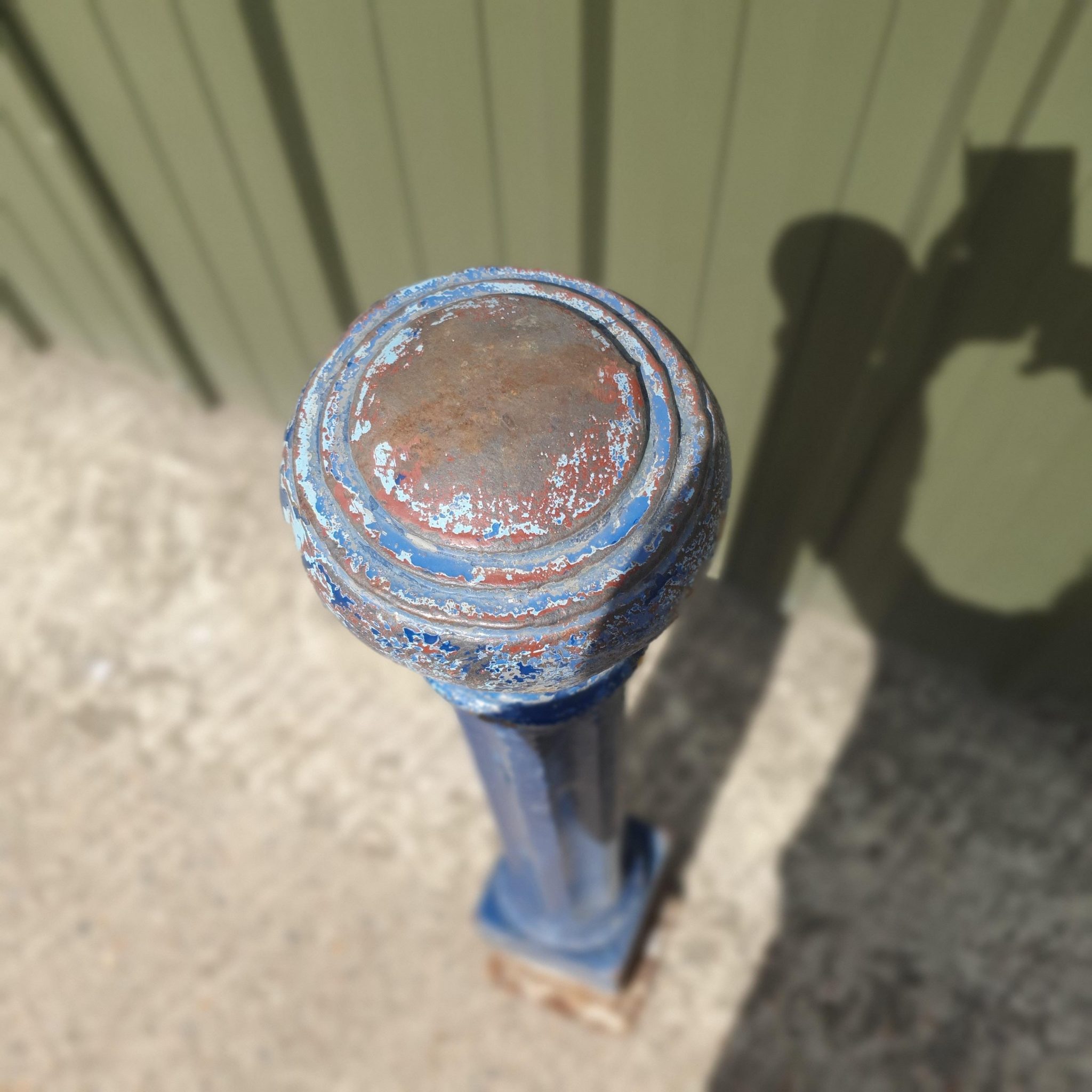 Bollard – Blue Cast Iron Bollards Fluted Pattern – Street Furniture ...