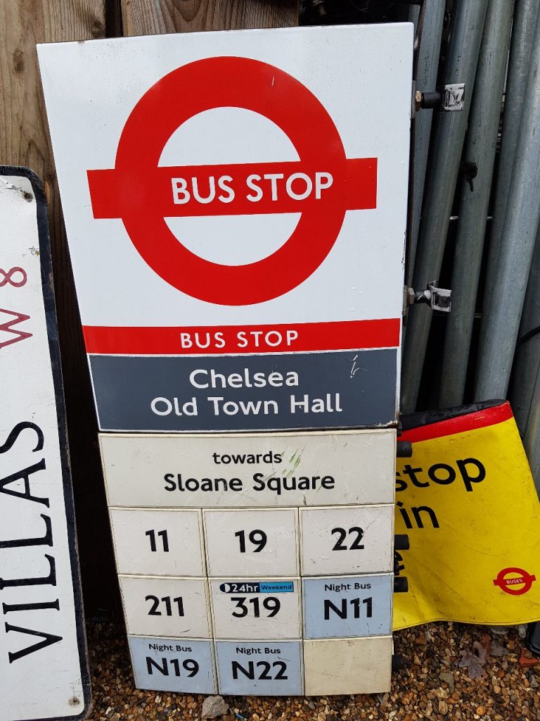 Chelsea Town Hall Bus Stop Sign – Street Furniture Salvagers , Prop ...