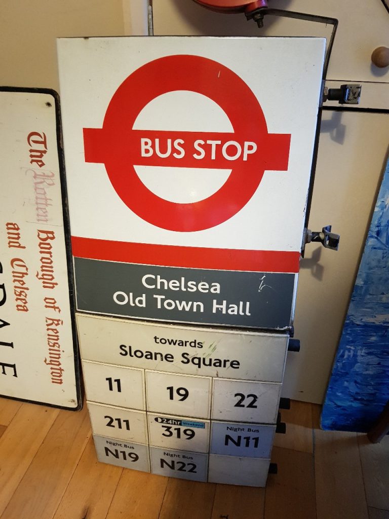 Chelsea Town Hall Bus Stop Sign – Street Furniture Salvagers , Prop ...
