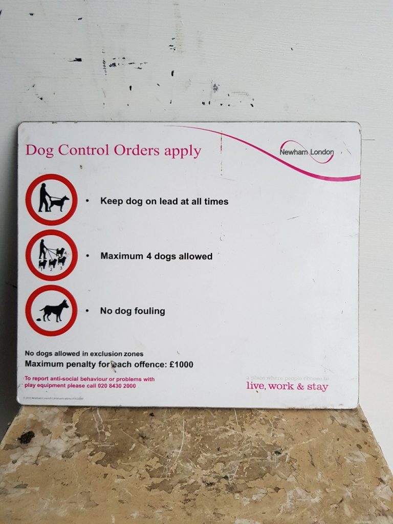 Dog control Signs – Street Furniture Salvagers , Prop Hire & Sales