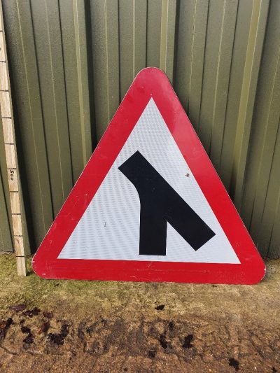 Sign Traffic Merge 900mm – Street Furniture Salvagers , Prop Hire & Sales